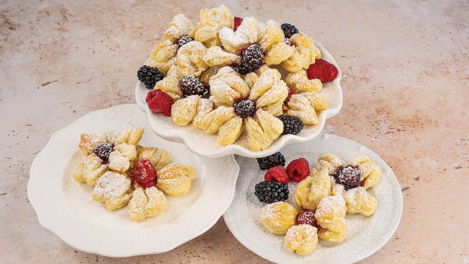 Fresh Fruit Puff Pastry Flowers - The Chef's Kitchen | Ingles | Catering